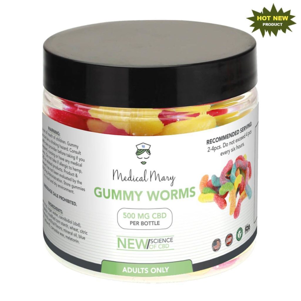 Medical Mary CBD Gummy Worms (Isolate) - 500mg | NoHigh